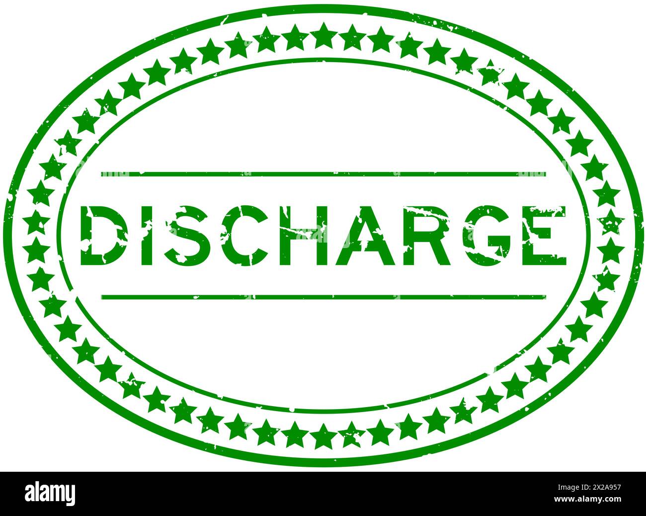 Grunge green discharge word oval rubber seal stamp on white background ...