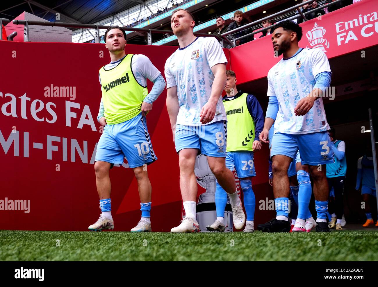 Coventry City's Callum O'Hare (left), Jamie Allen and Jay Dasilva make ...