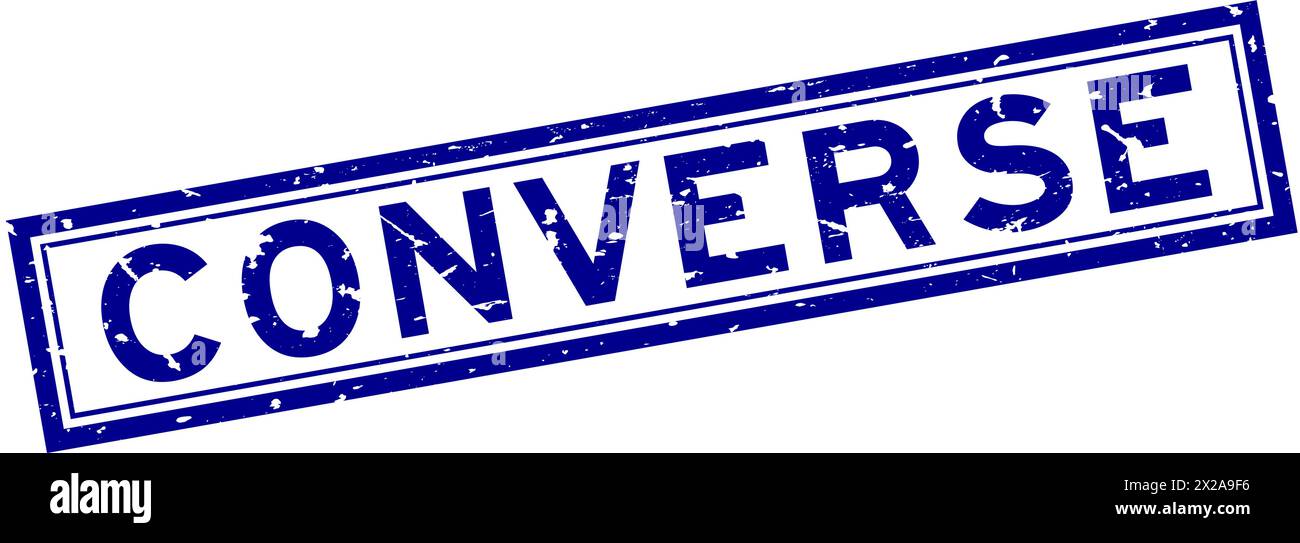 Grunge blue converse word square rubber seal stamp on white background ...