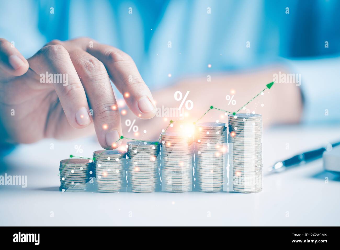 Percentage growth of stock values on finance chart is crucial for ...