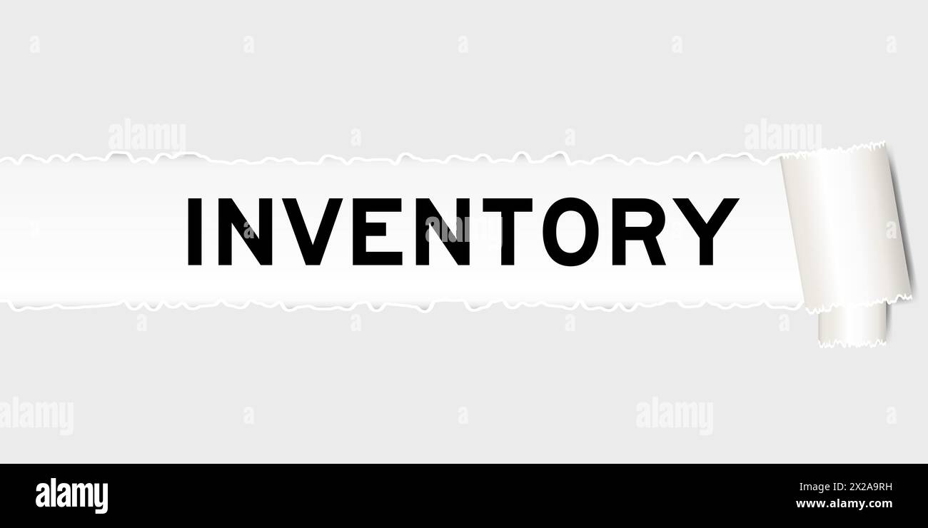 Ripped gray paper background that have word inventory under torn part ...