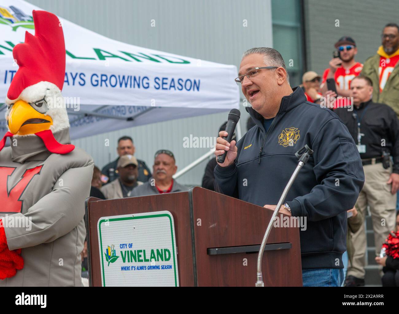 Vineland, United States. 20th Apr, 2024. Mayor Anthony Fanucci welcomes ...