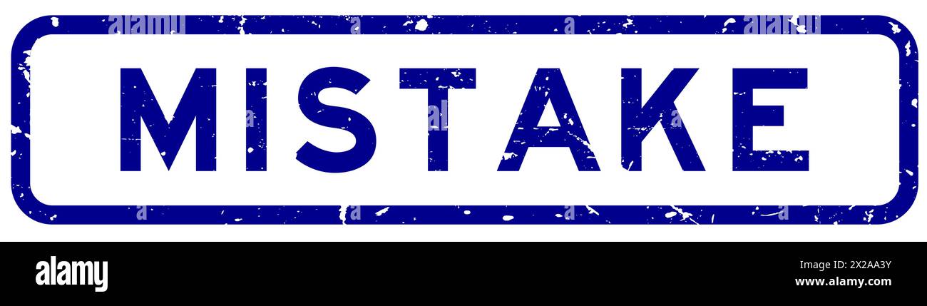 Grunge blue mistake word square rubber seal stamp on white background ...