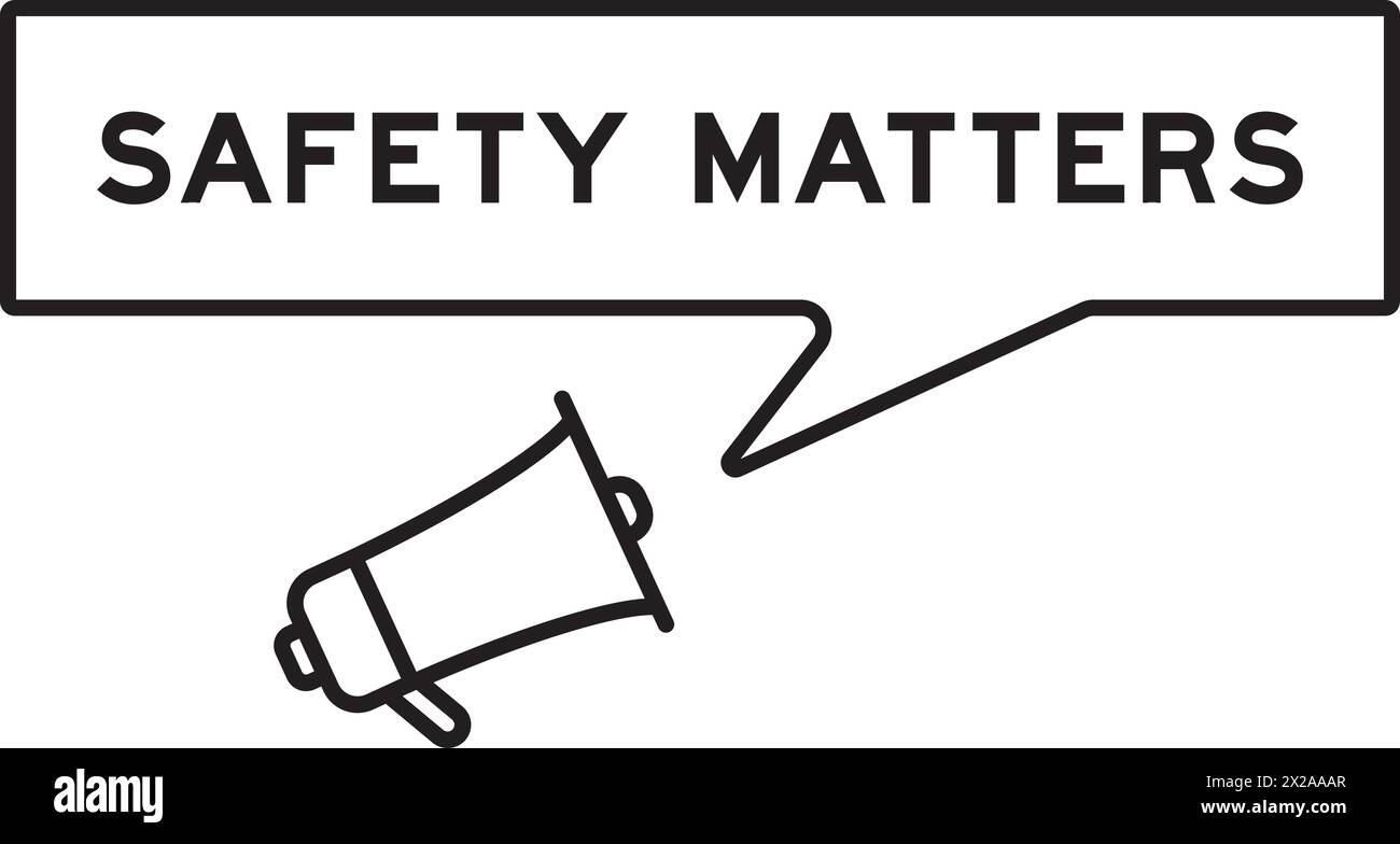 Megaphone icon with speech bubble in word safety matters on white background Stock Vector Image ...