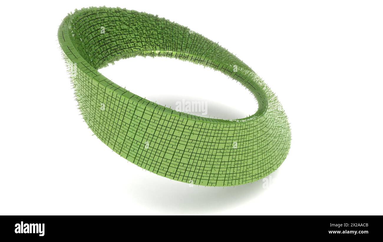Green mobius stripe transform on white back 3d render Stock Photo - Alamy