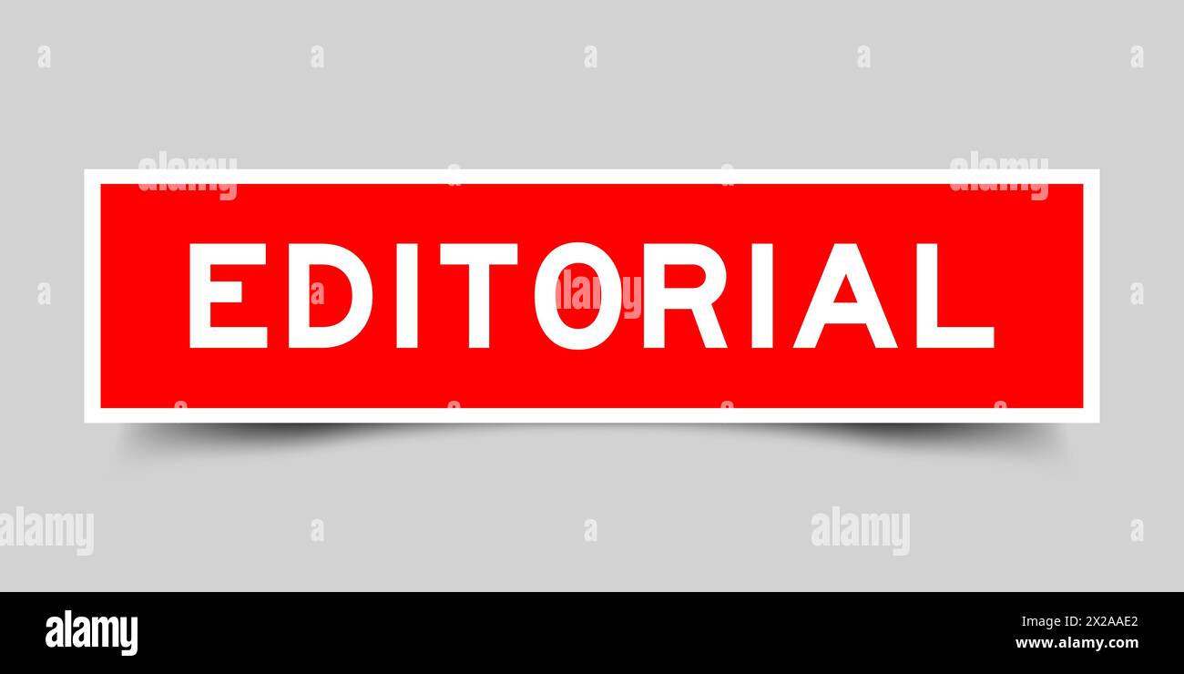 Red color square label sticker with word editorial that inserted in ...