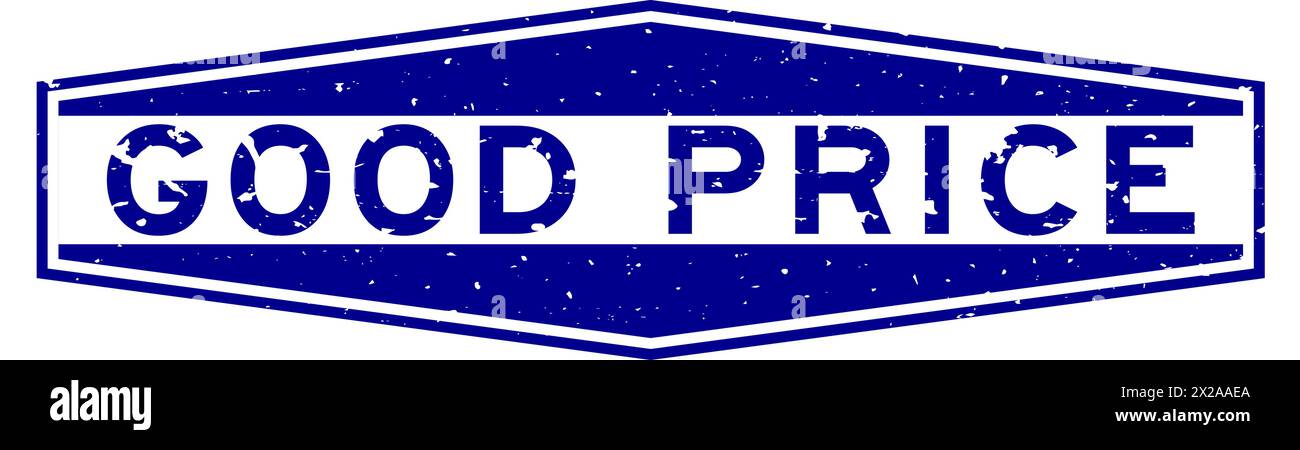 Grunge blue good price word hexagon rubber seal stamp on white ...