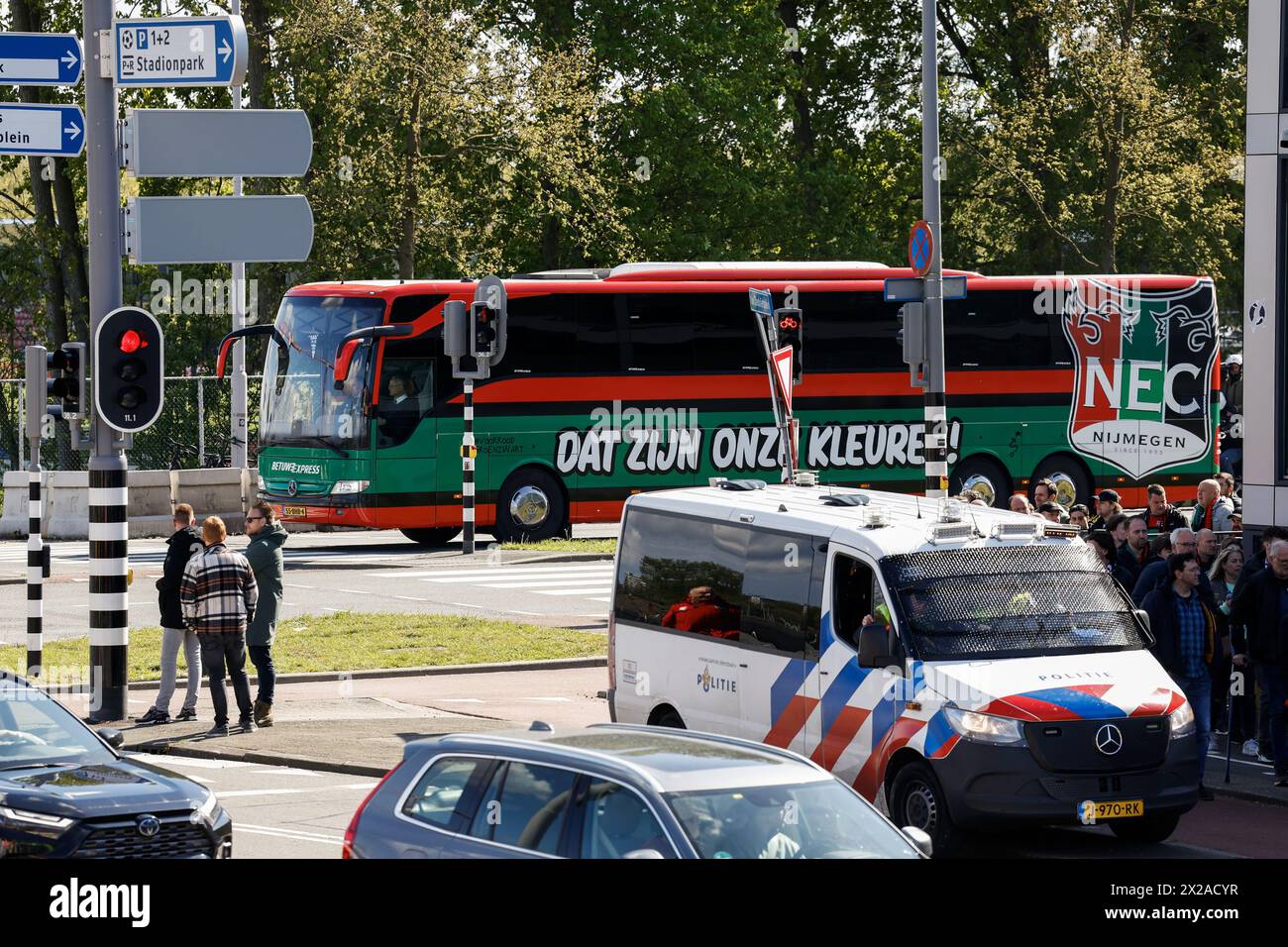 ROTTERDAM - The NEC Nijmegen player bus arrives at De Kuip. The ...