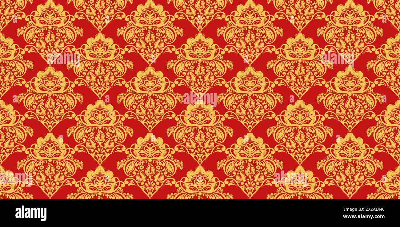 Traditional russian hohloma style seamless pattern vector. Russian ...