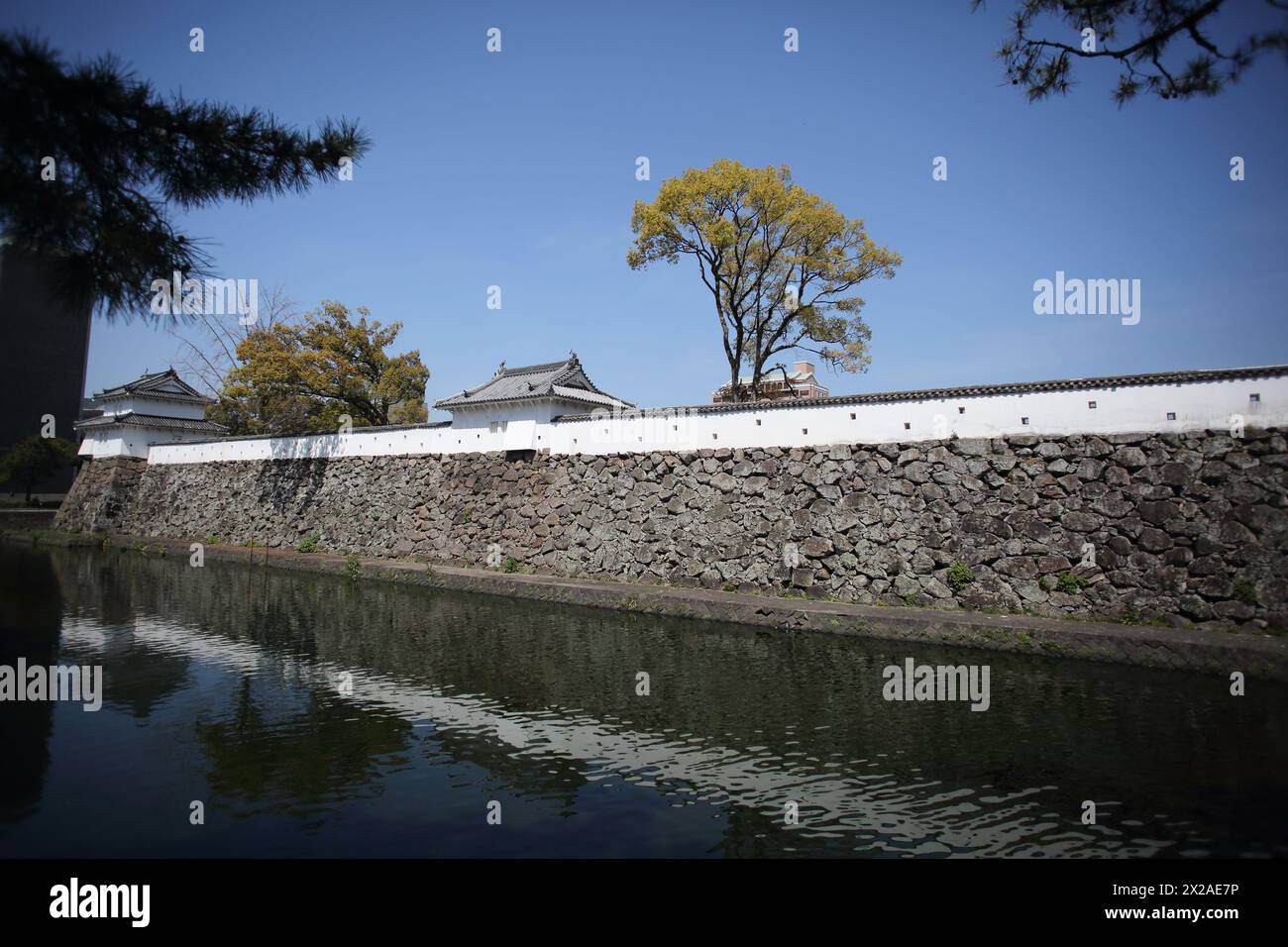Funai Castle in Oita City, Oita Prefecture, on the island of Kyushu ...