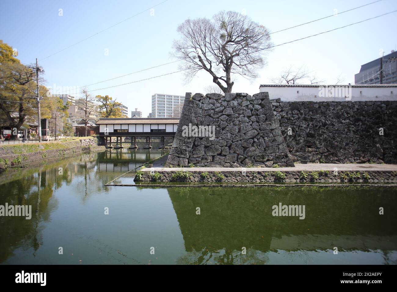 Funai Castle in Oita City, Oita Prefecture, on the island of Kyushu ...