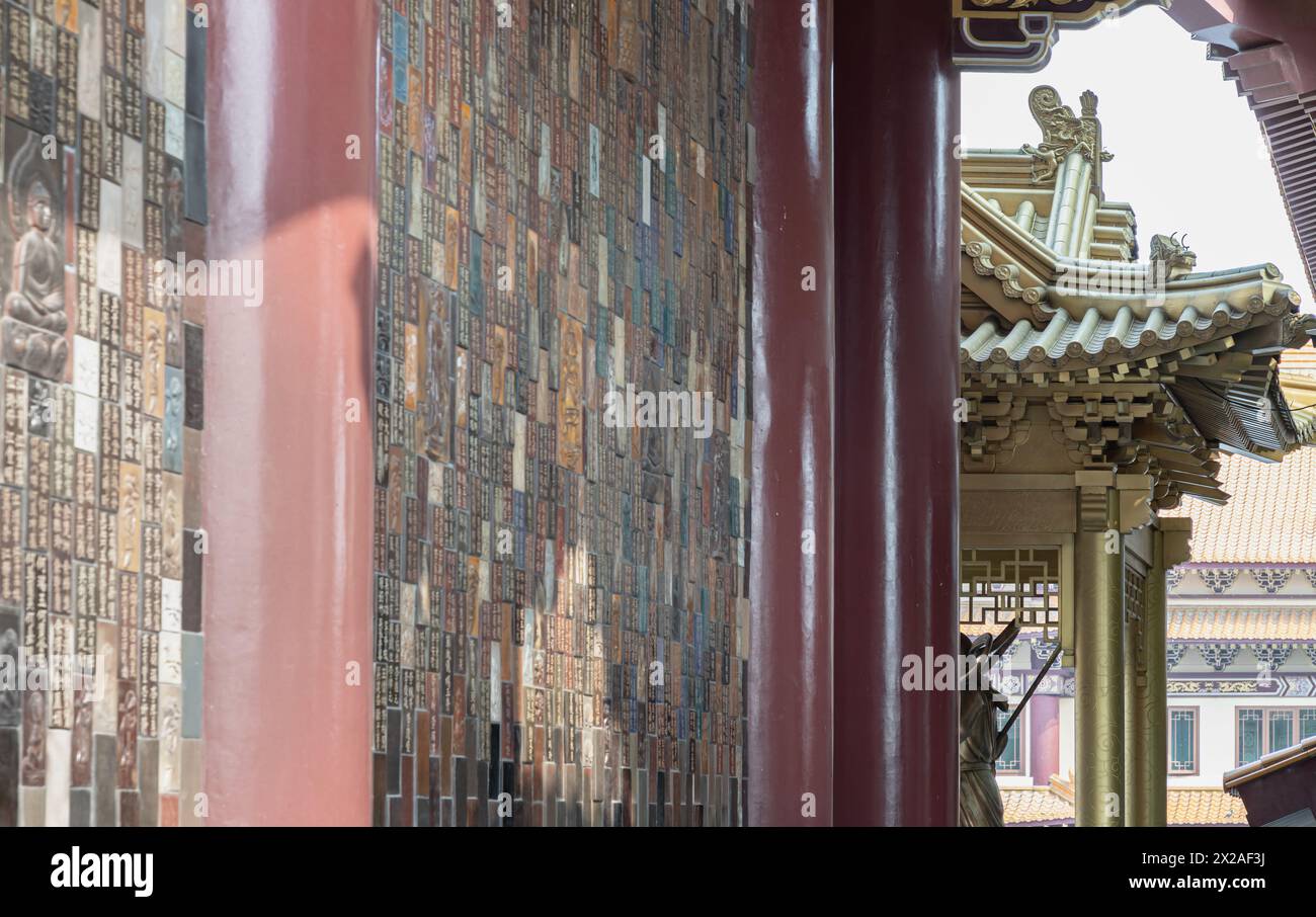 Bangkok, Thailand - Apr 11, 2024 - Golden gable roof and slab of ...