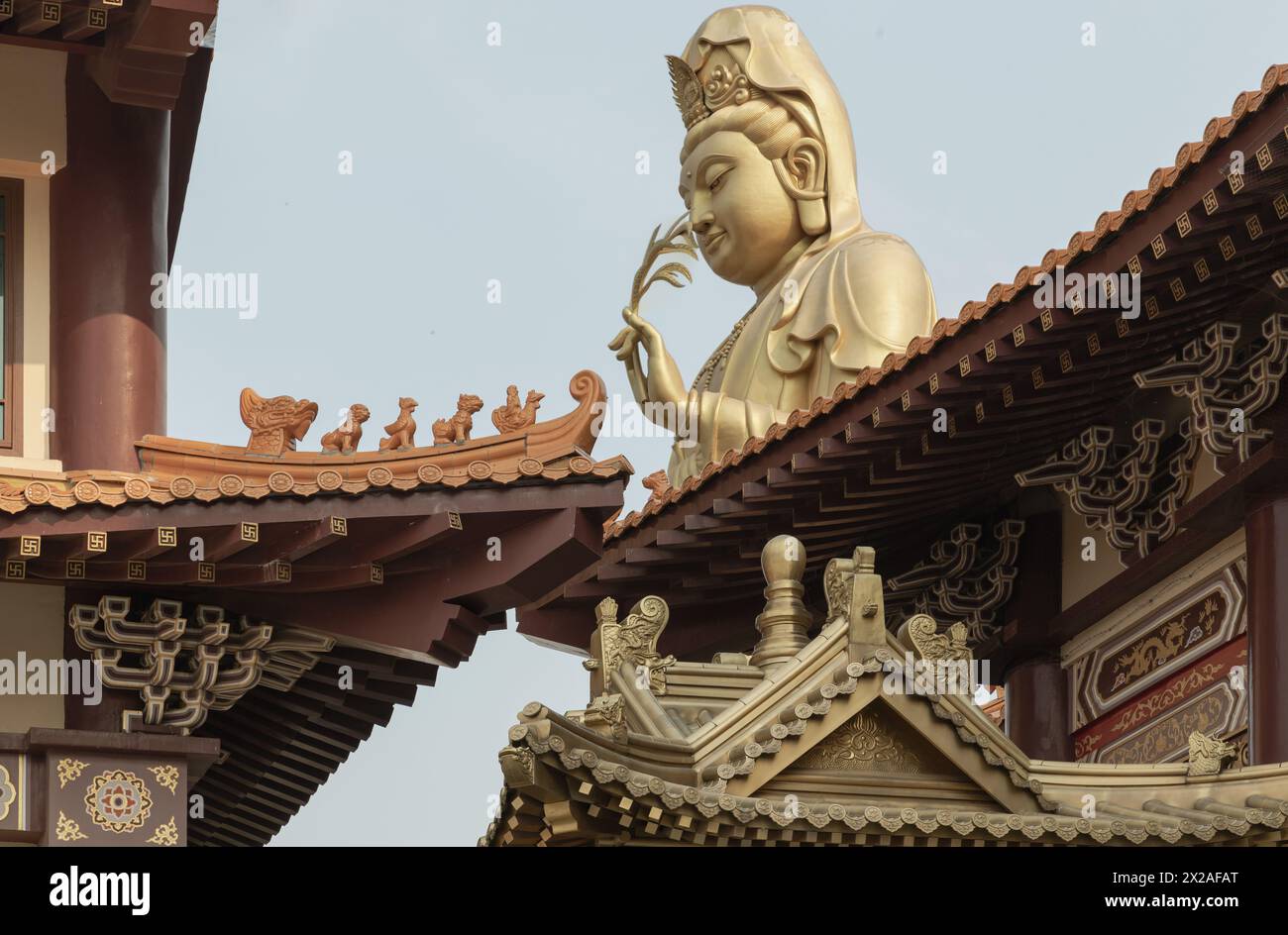 Bangkok, Thailand - Apr 11, 2024 - Big Golden statue goddess of Mercy ...