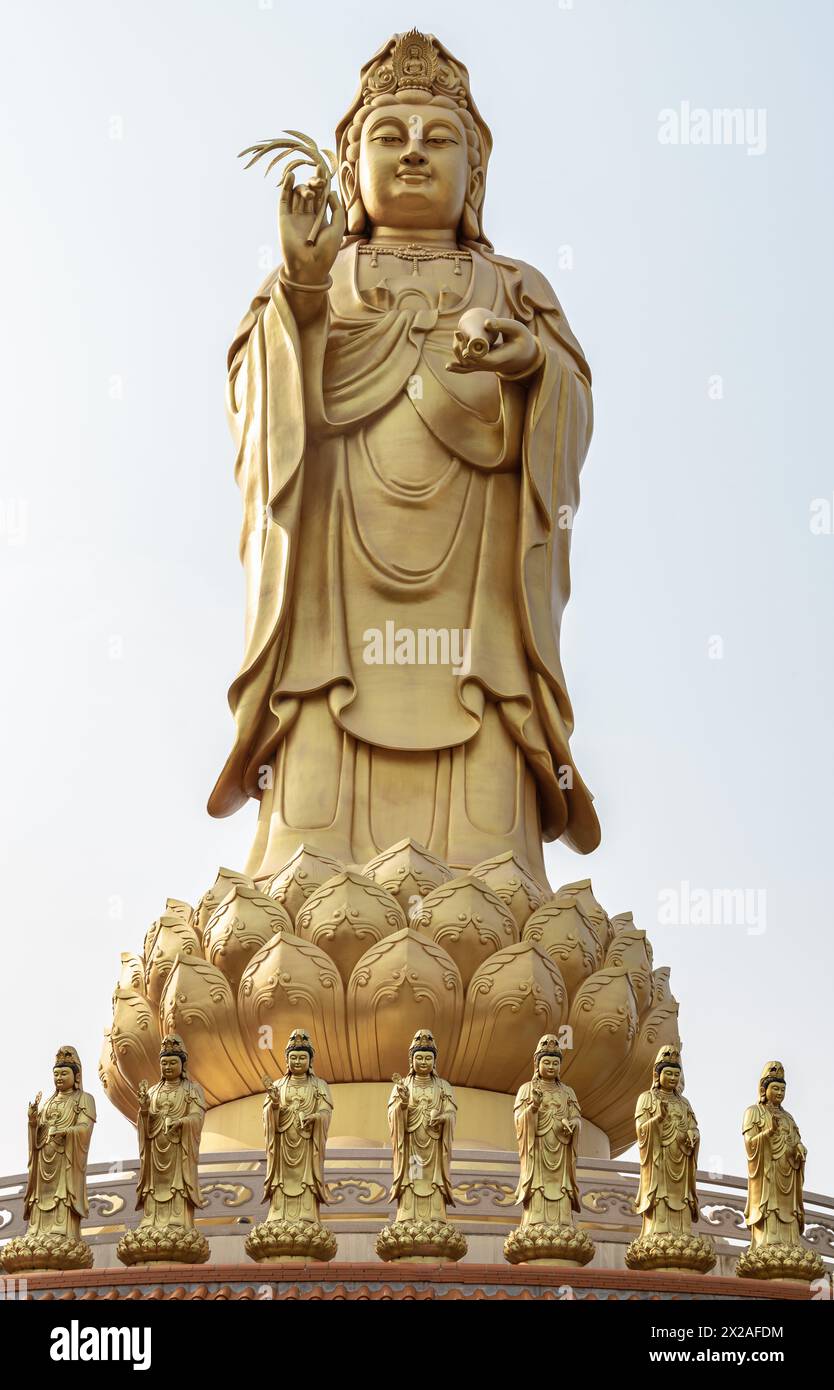 Bangkok, Thailand - Apr 11, 2024 - Big Golden statue goddess of Mercy ...