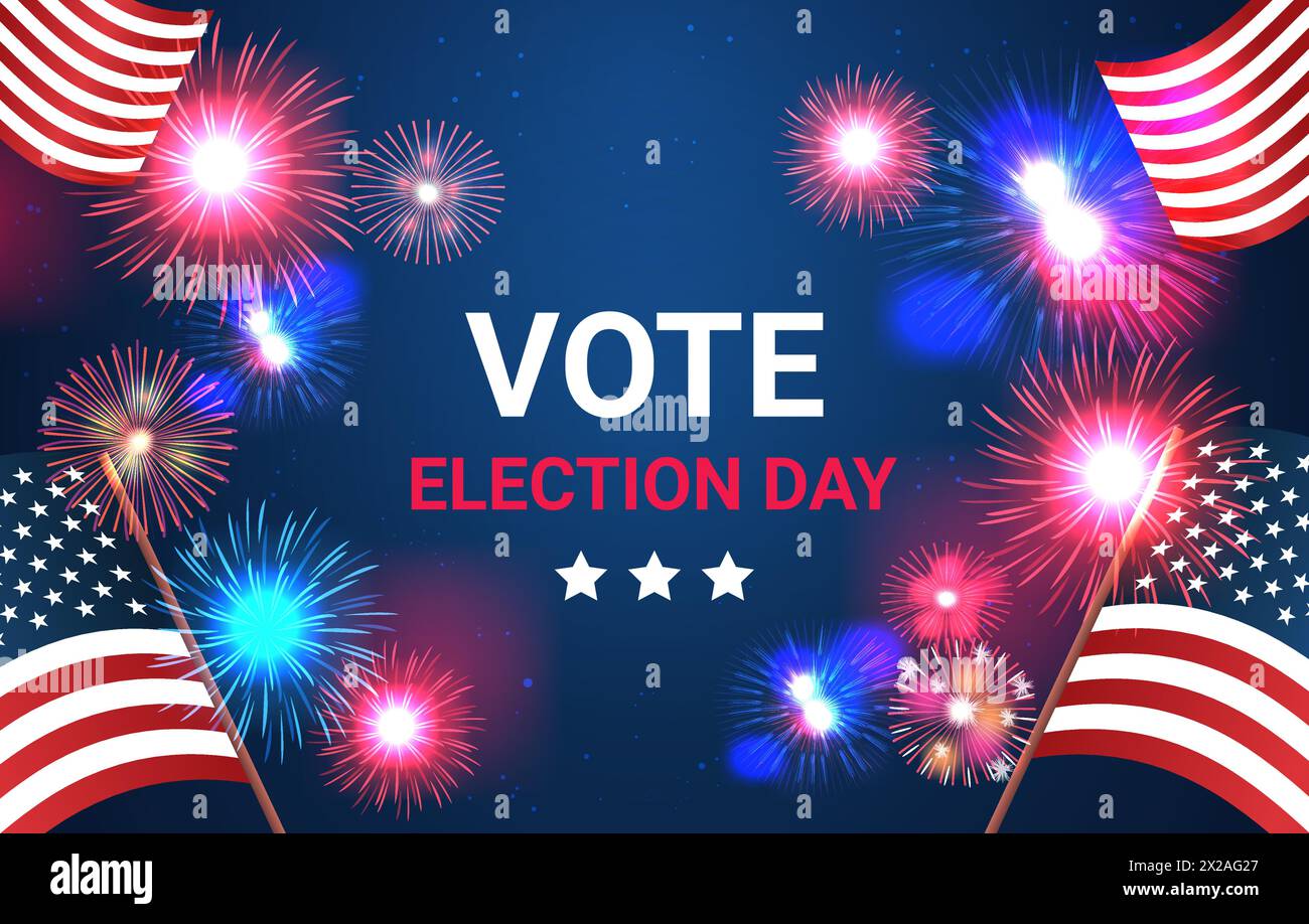 brightly colorful fireworks american national flags USA presidential ...