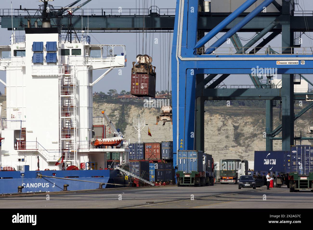 Cargo loading containers. Port of Bilbao, Biscay, Basque Country, Spain ...