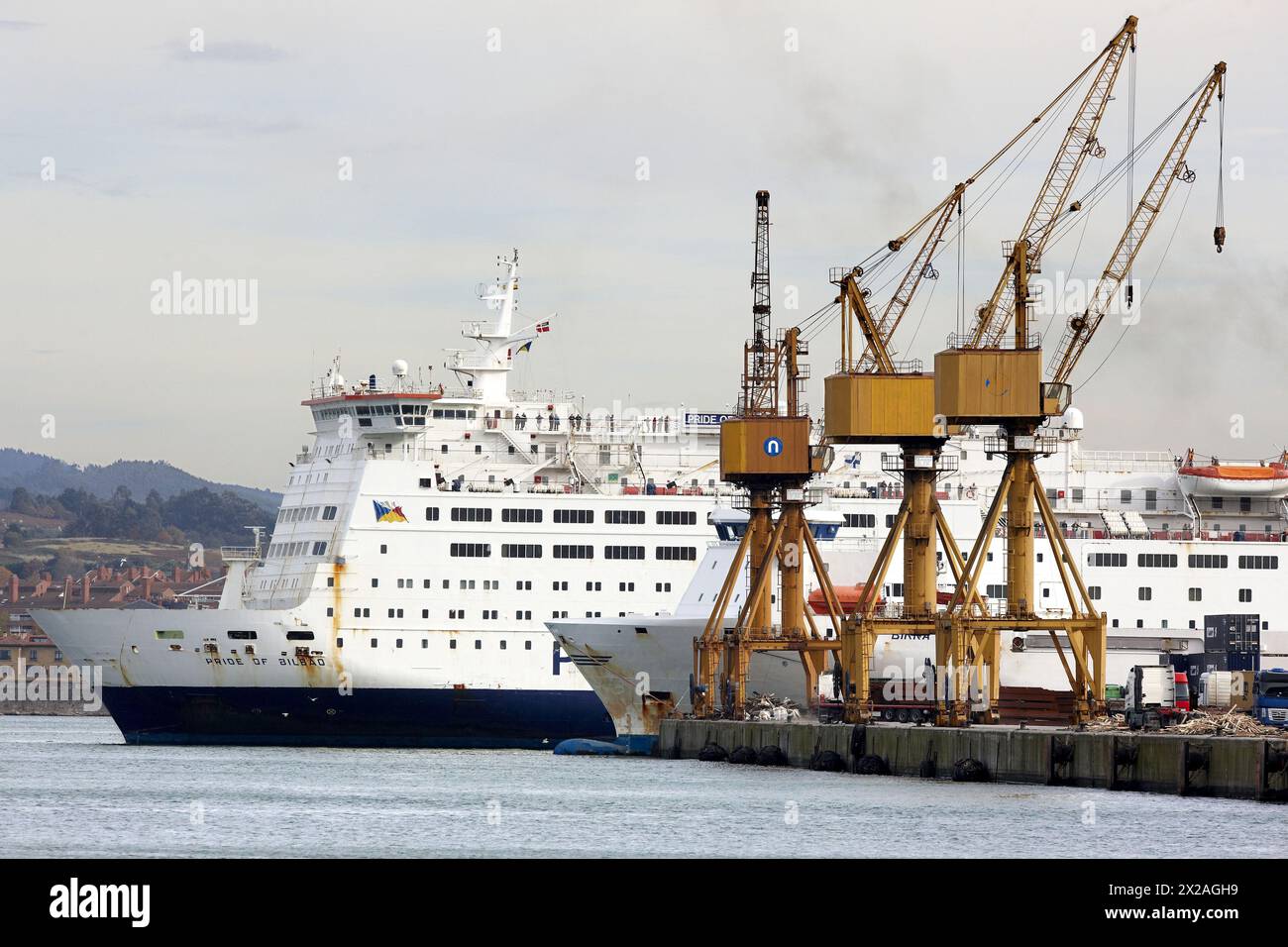 Pride of Bilbao ferry from Bilbao to Portsmouth. Port of Bilbao, Biscay ...