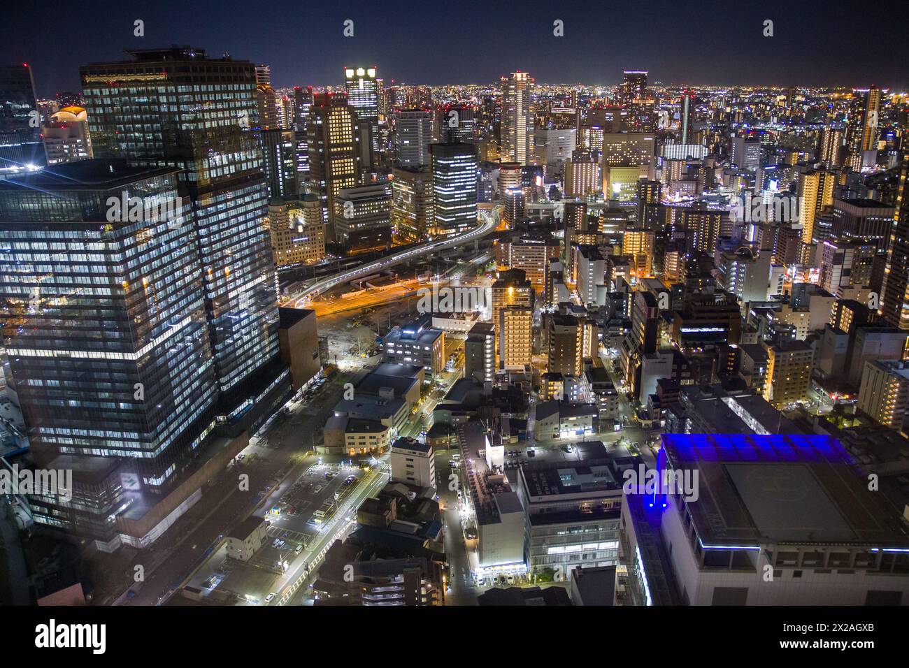 view of the Osaka skyline at night Stock Photo - Alamy