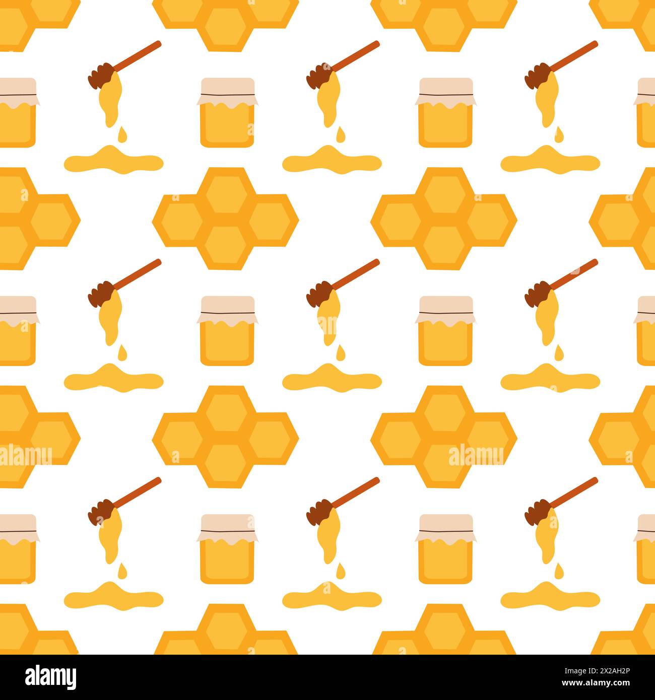 Seamless Pattern with honeycomb geometric hexagonal, honey jar and ...