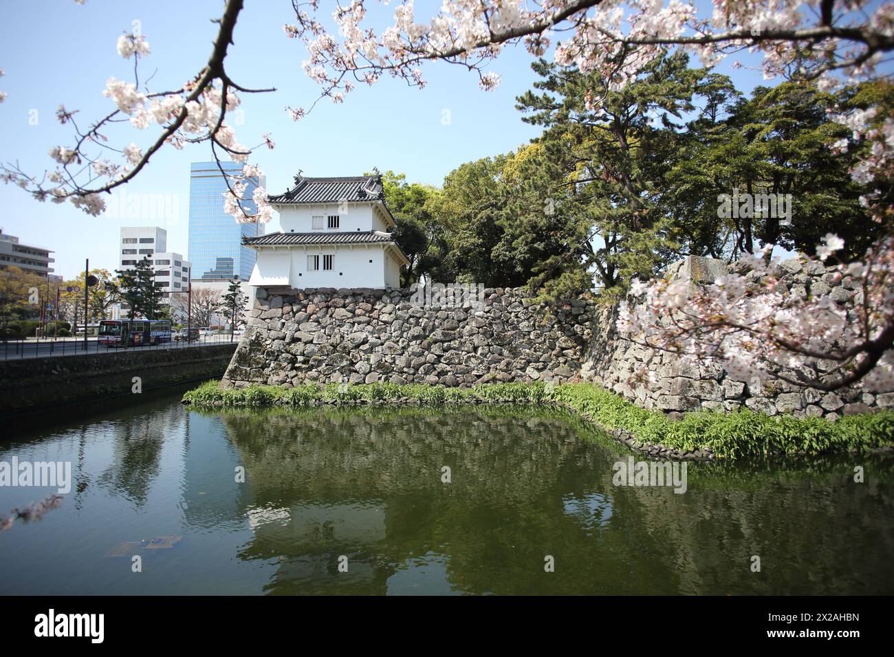 Funai Castle in Oita City, Oita Prefecture, on the island of Kyushu ...