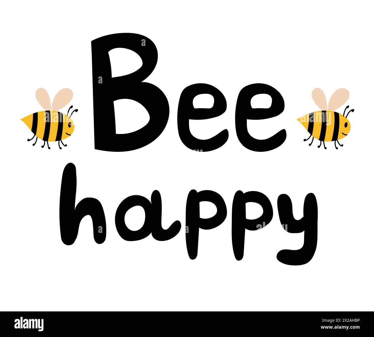 Lettering for beekeeping industry. Bee Happy. Funny bumblebee. Vector ...