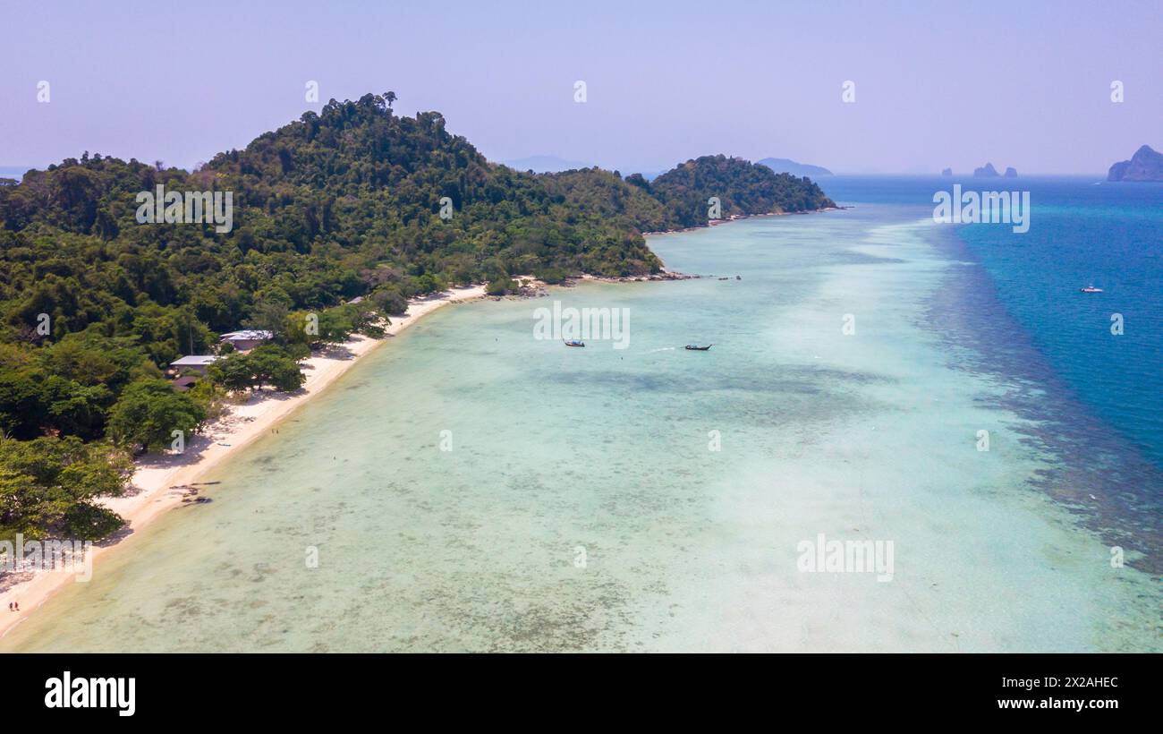 Aerial view of Koh Kradan, Trang Thailand.The untouched natural beauty ...