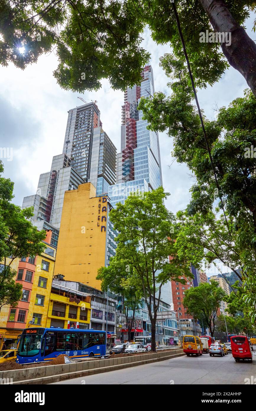 Construction of the tallest building in the city, Downtown area, Bogota ...