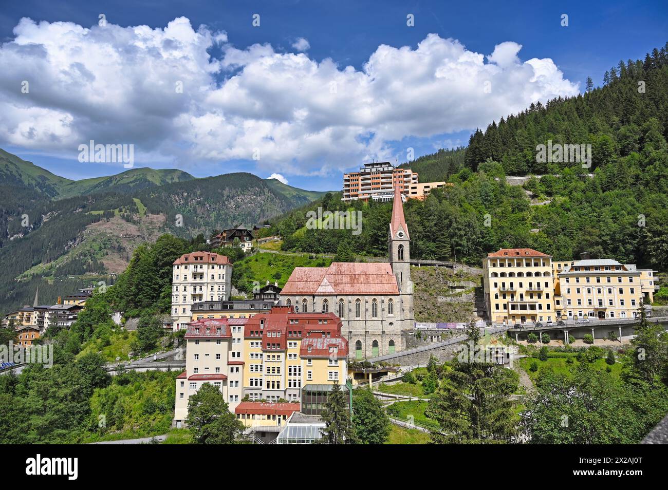 Austrian ski and spa resort Bad Gastein landscape summer season Stock ...