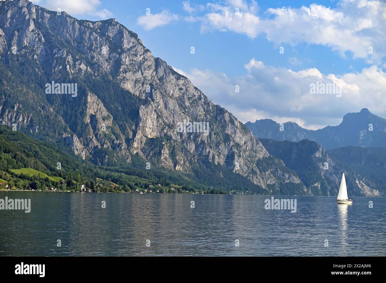 Lake Traun Traunsee in Upper Austria landscapes summer season Stock ...