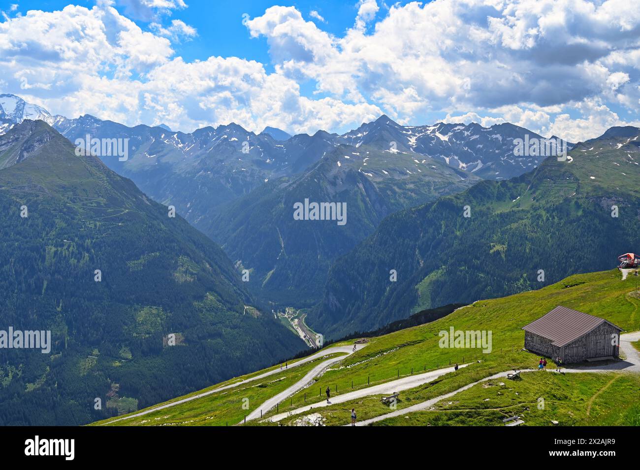 People hiking on the Stubnerkogel mountain in Bad Gastein Austria ...