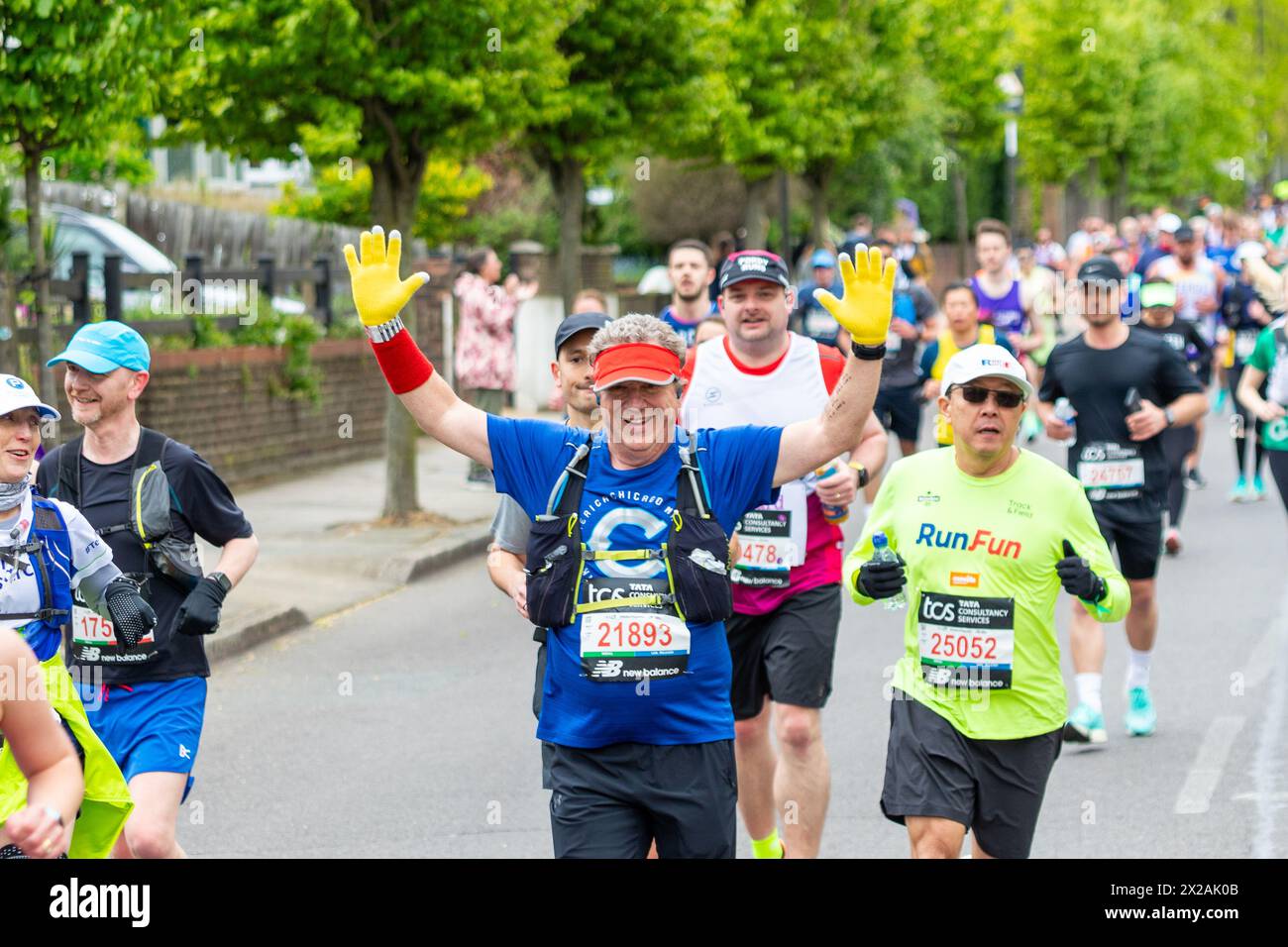 LONDON, UK - 21ST APRIL 2024: Groups of people running in the London ...