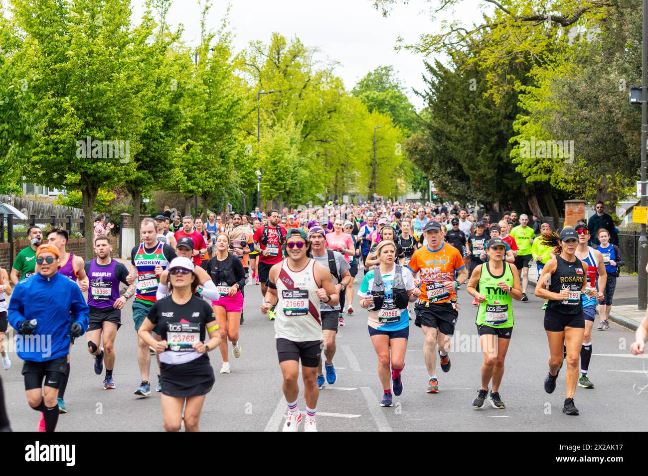 LONDON, UK - 21ST APRIL 2024: Groups of people running in the London ...