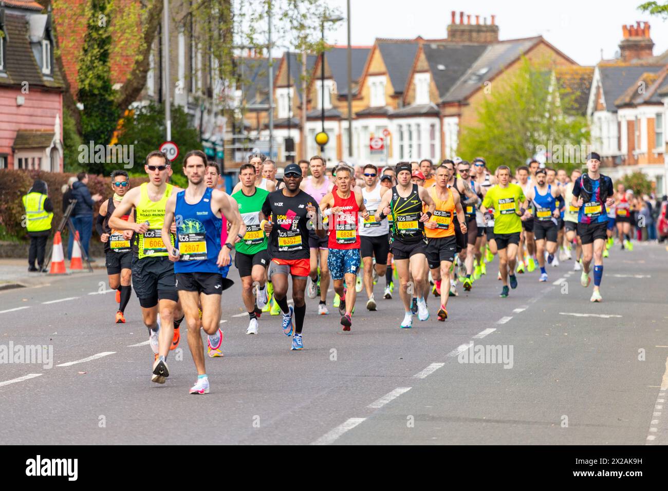 LONDON, UK - 21ST APRIL 2024: Runners in the London Marathon 2024 men's ...