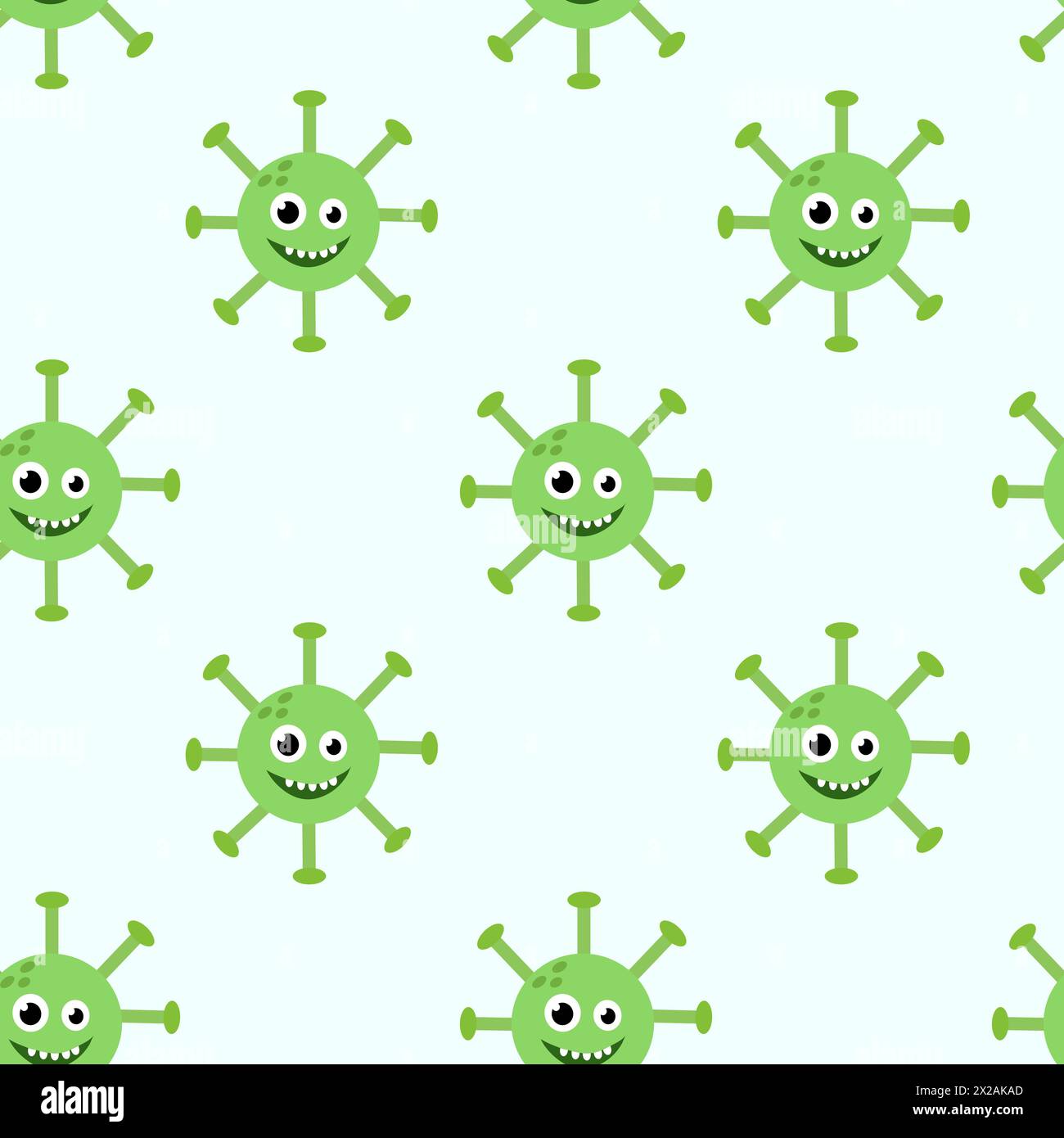 Seamless Pattern with Cute cartoon character virus. Microbiology ...