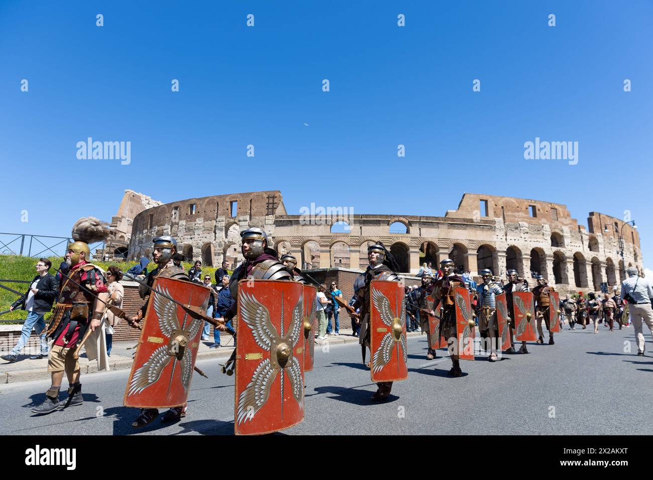 Rome, Italy. 21st Apr, 2024. People take part in a parade to celebrate ...
