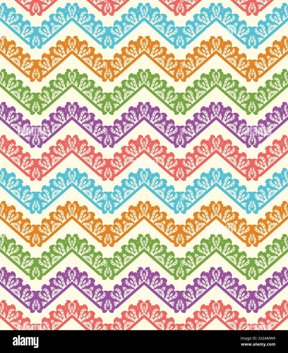 Colorful zigzag seamless pattern. Chevron lace pattern. Vector ...