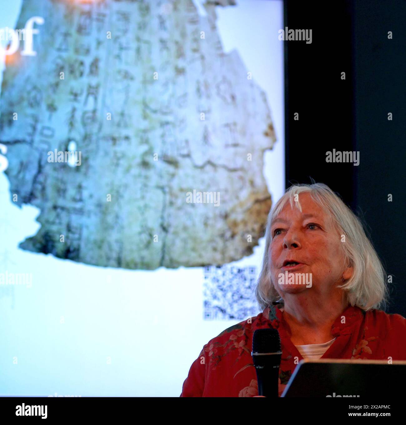 London, Britain. 20th Apr, 2024. British sinologist Frances Wood speaks ...