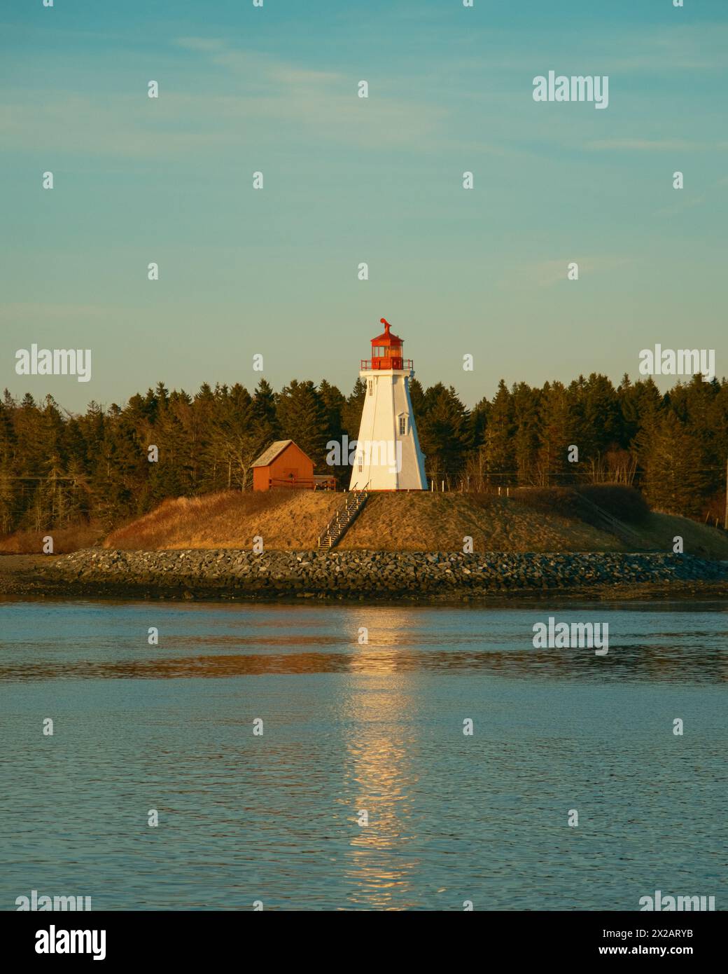 View of Mulholland Point Lighthouse, New Brunswick, Canada Stock Photo ...