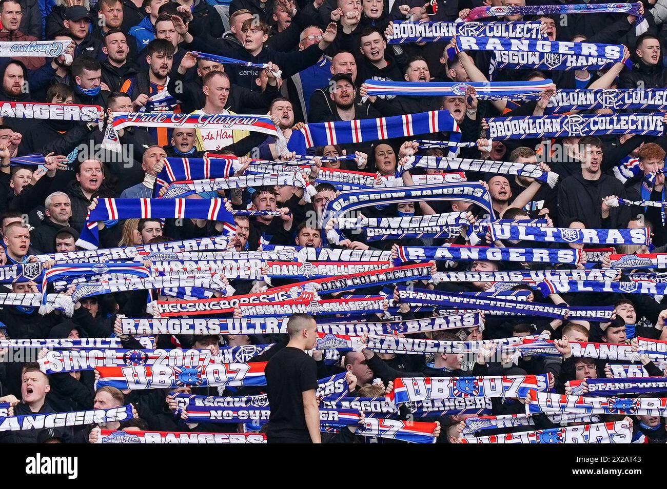 Rangers fans show their support from the stands during the Scottish Gas ...