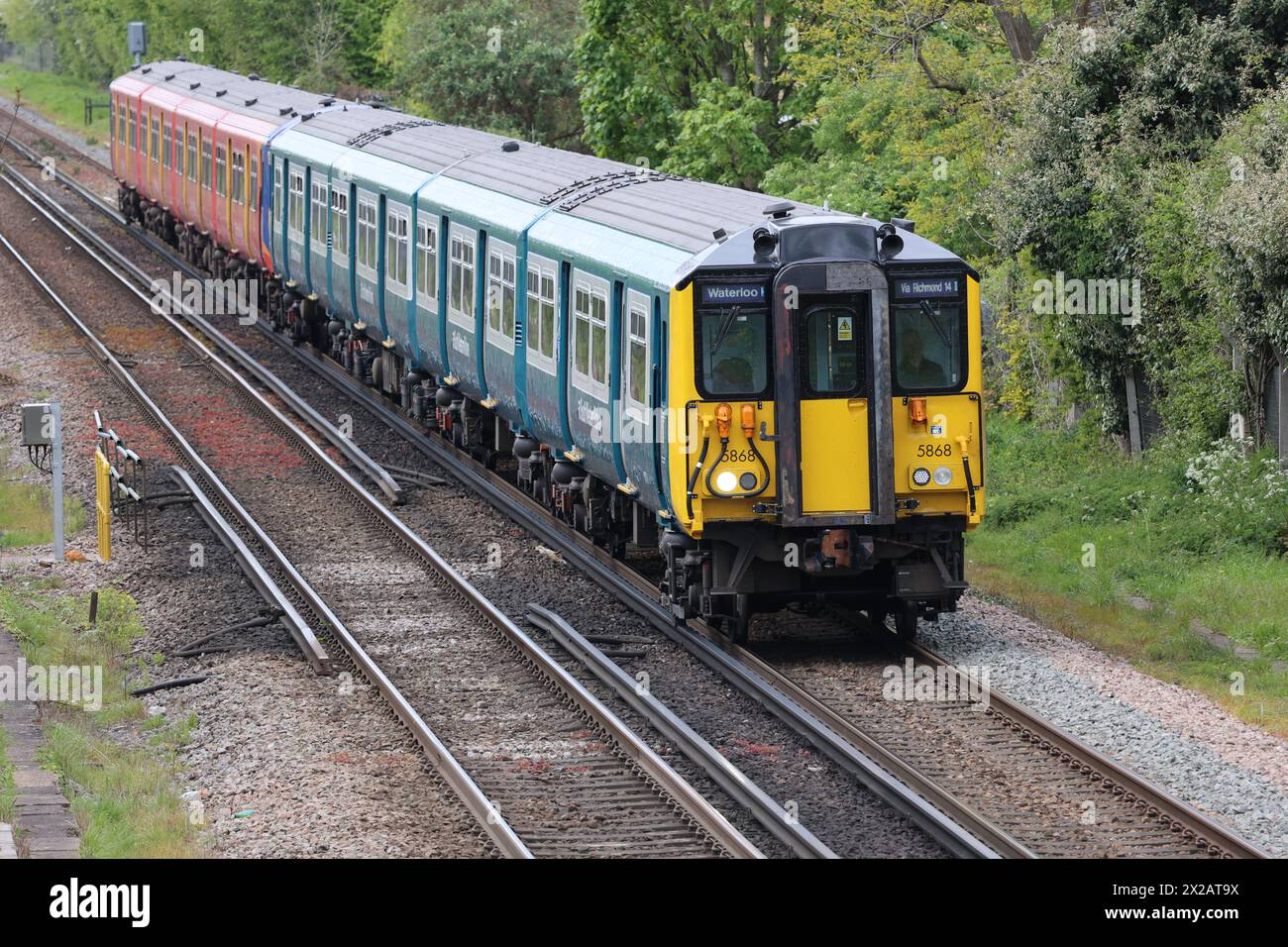 British Rail Blue and Grey Class 455 EMU at Feltham Stock Photo - Alamy
