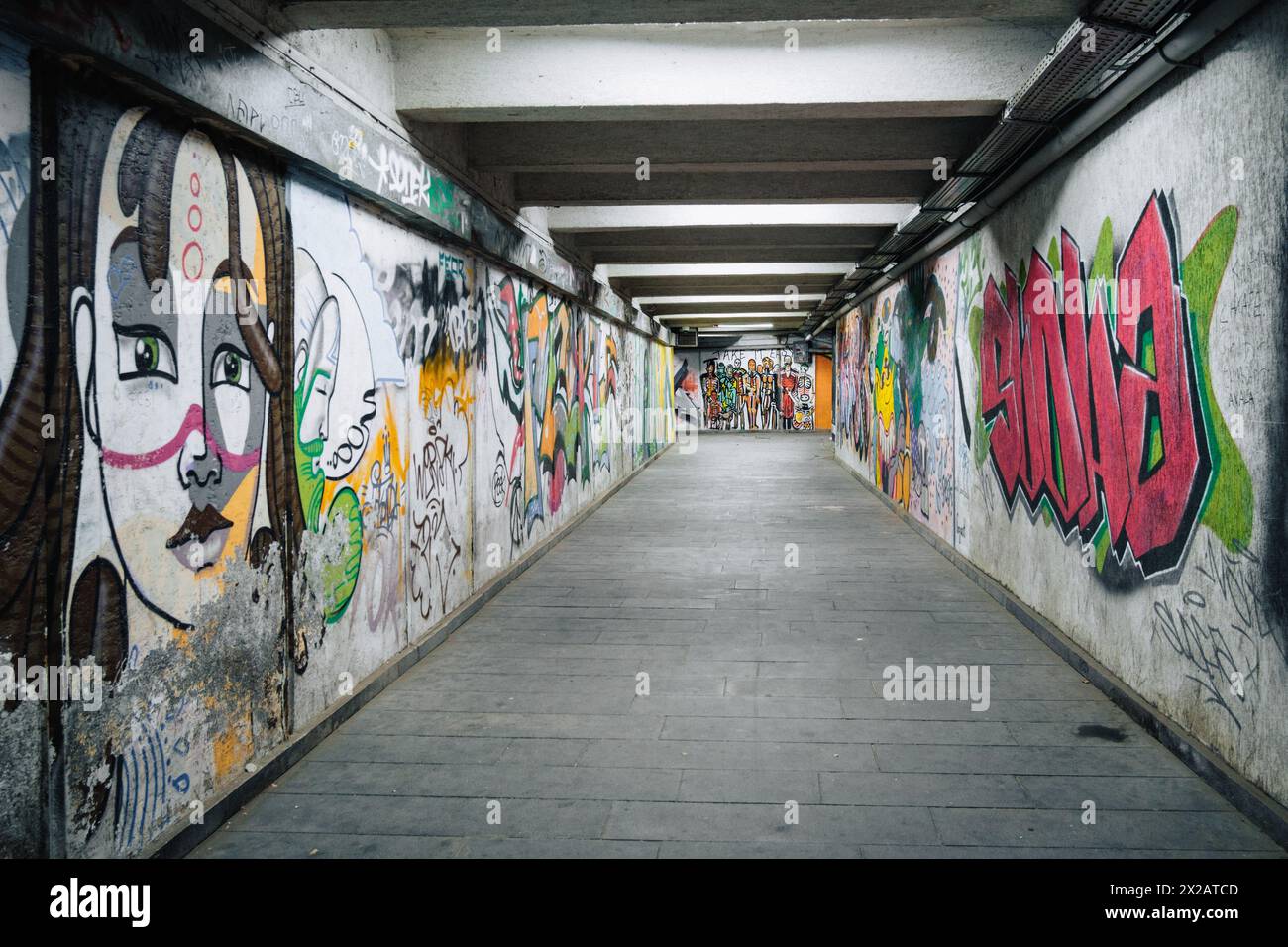 Underground pedestrian tunnel full of street art in Old Tbilisi ...