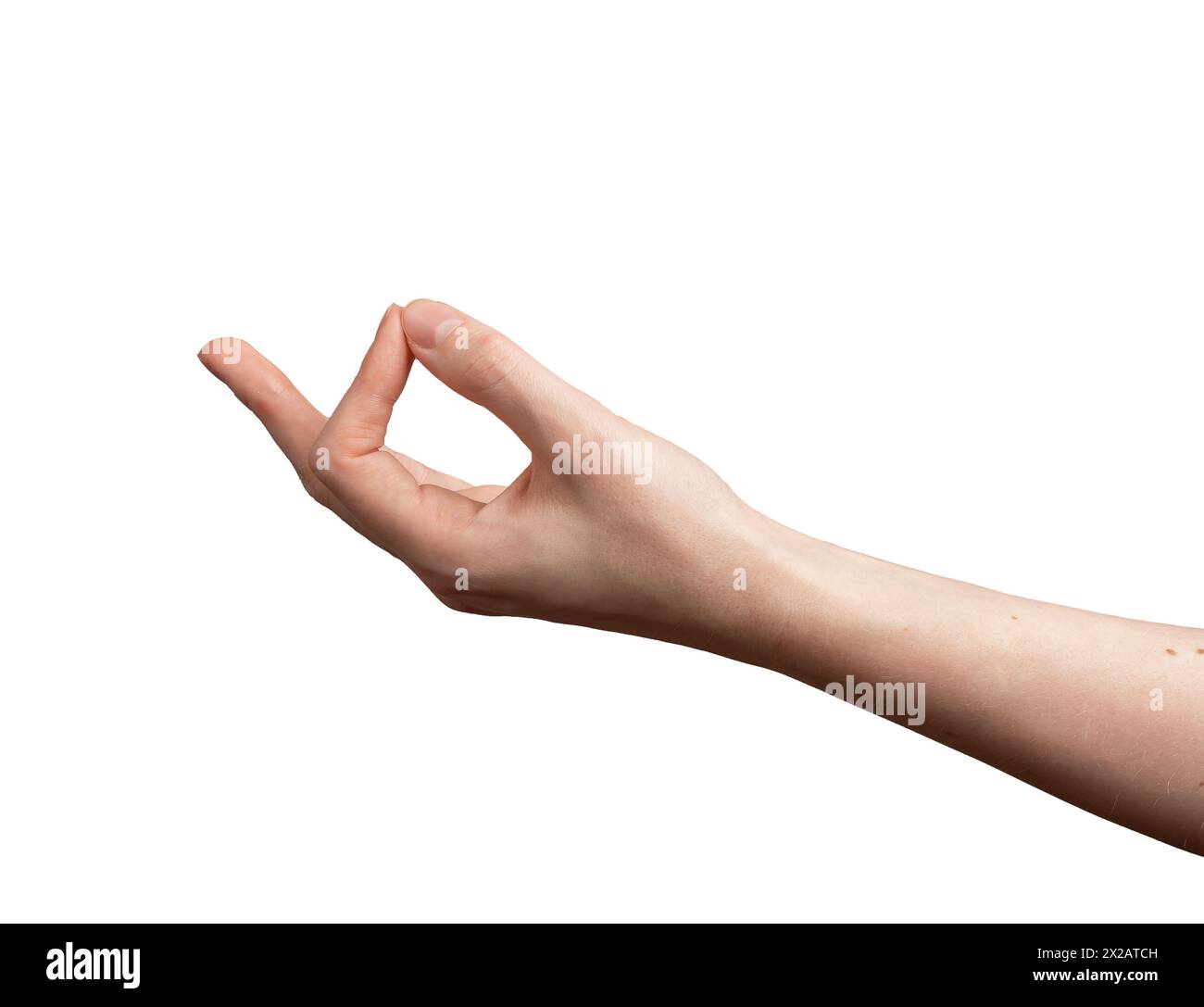 Zen, yoga hand gesture isolated on white background Stock Photo - Alamy