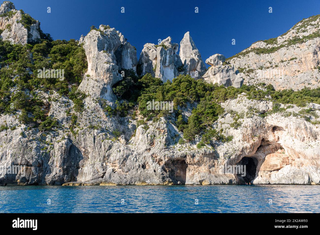 Cliffed coastline in the Baunei area in east Sardinia next to the ...