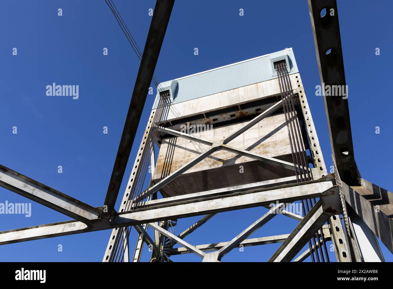 Counterweight of the Hoquiam River Bridge in the raised position in ...