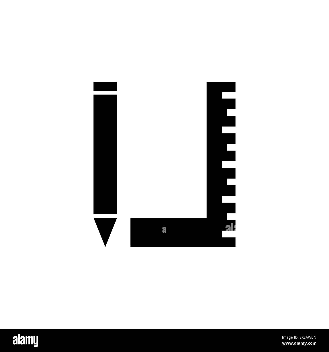 Pencil and Ruler flat vector icon. Simple solid symbol isolated on ...