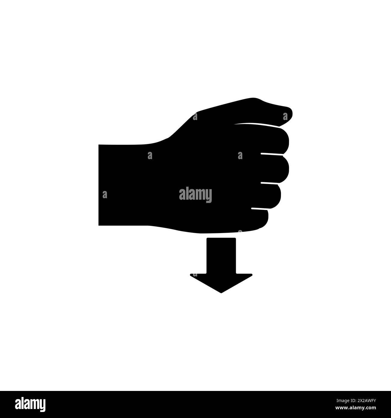 Hand in Fist Pressing Down flat vector icon. Simple solid symbol ...