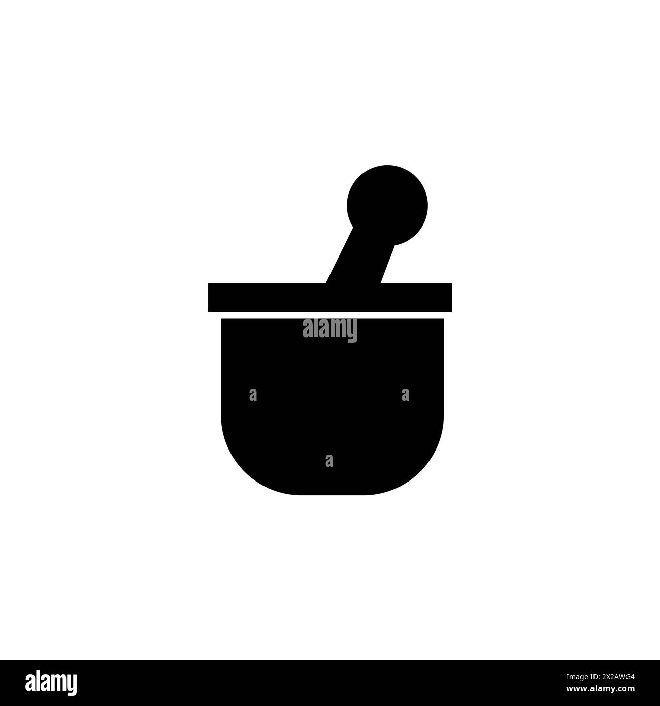Mortar and Pestle Pharmacy flat vector icon. Simple solid symbol isolated on white background ...