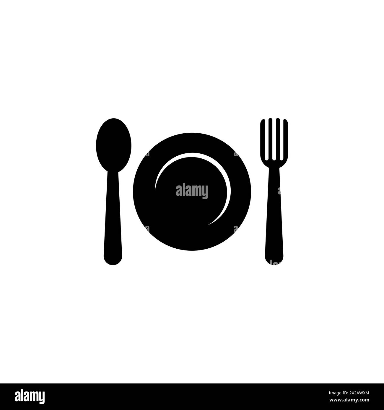 Cutlery Plate Fork and Knife flat vector icon. Simple solid symbol isolated on white background ...
