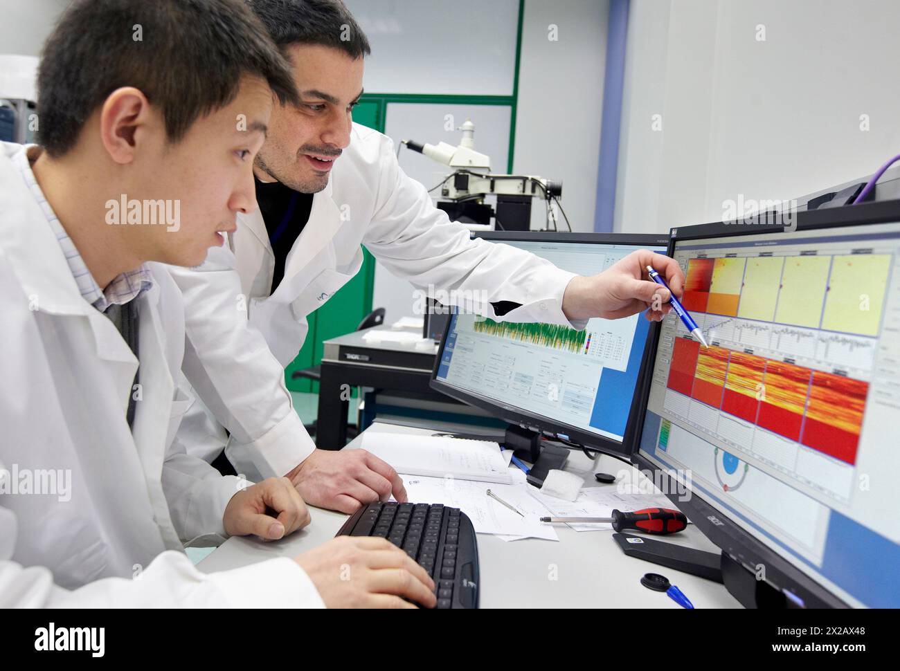 AFM-Raman control displays, Nanooptics laboratory, AFM-Raman setup ...