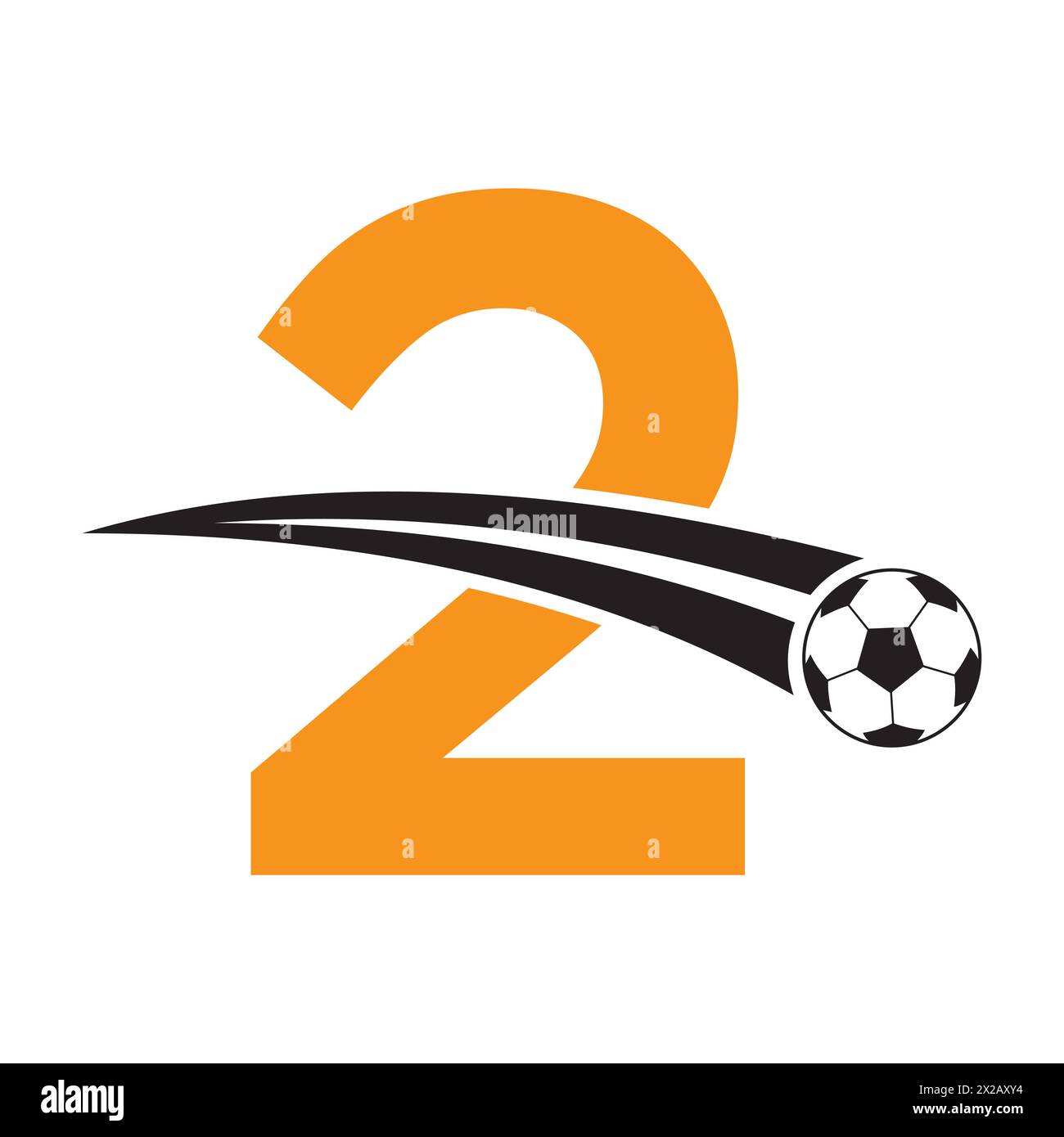 Football Logo On Letter 2 Concept With Moving Football Symbol. Soccer ...